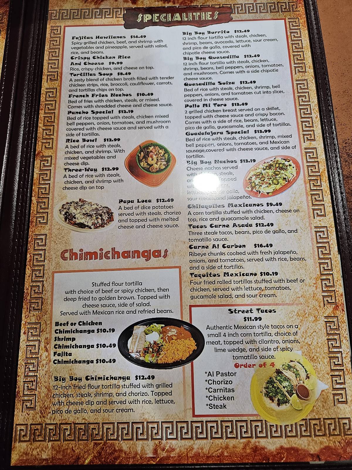 Menu at Mi Toro of Caledonia restaurant, Caledonia