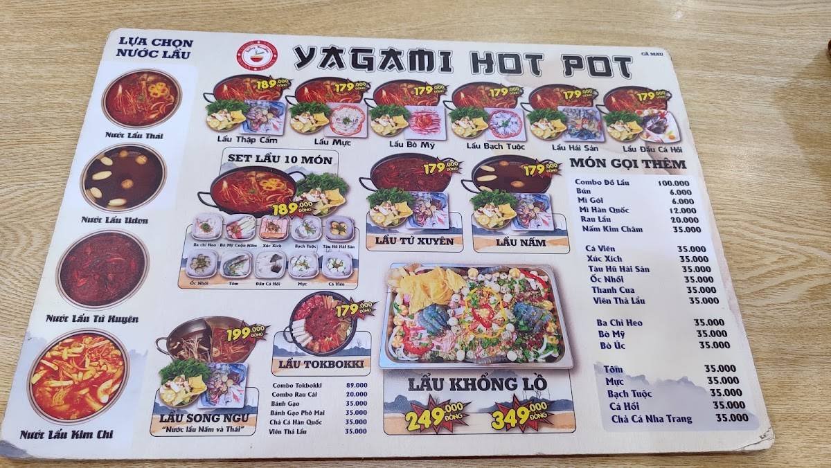 Menu at Mì cay Yagami Cà Mau Ẩm Thực Lẩu Thái - Nhật - Hàn restaurant ...