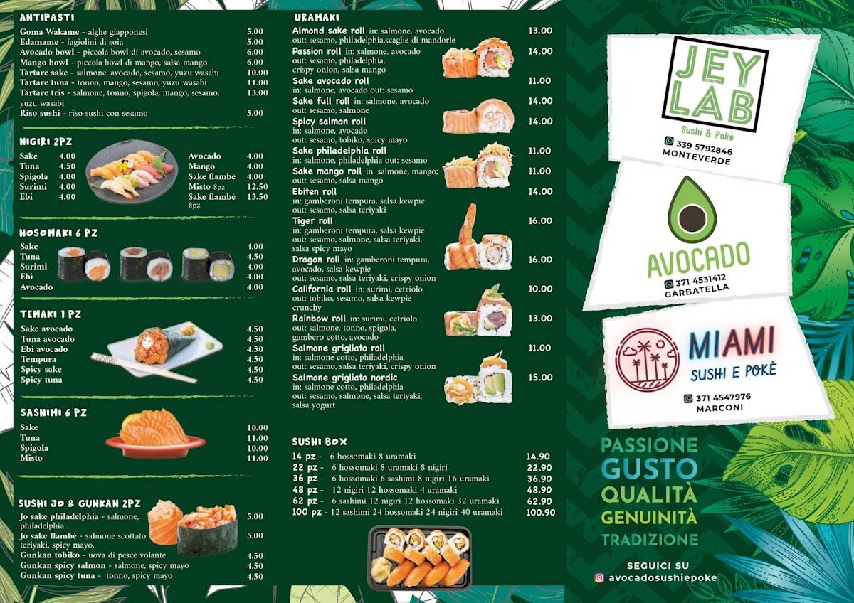 Menu at Miami Sushi e Pokè pub & bar, Rome