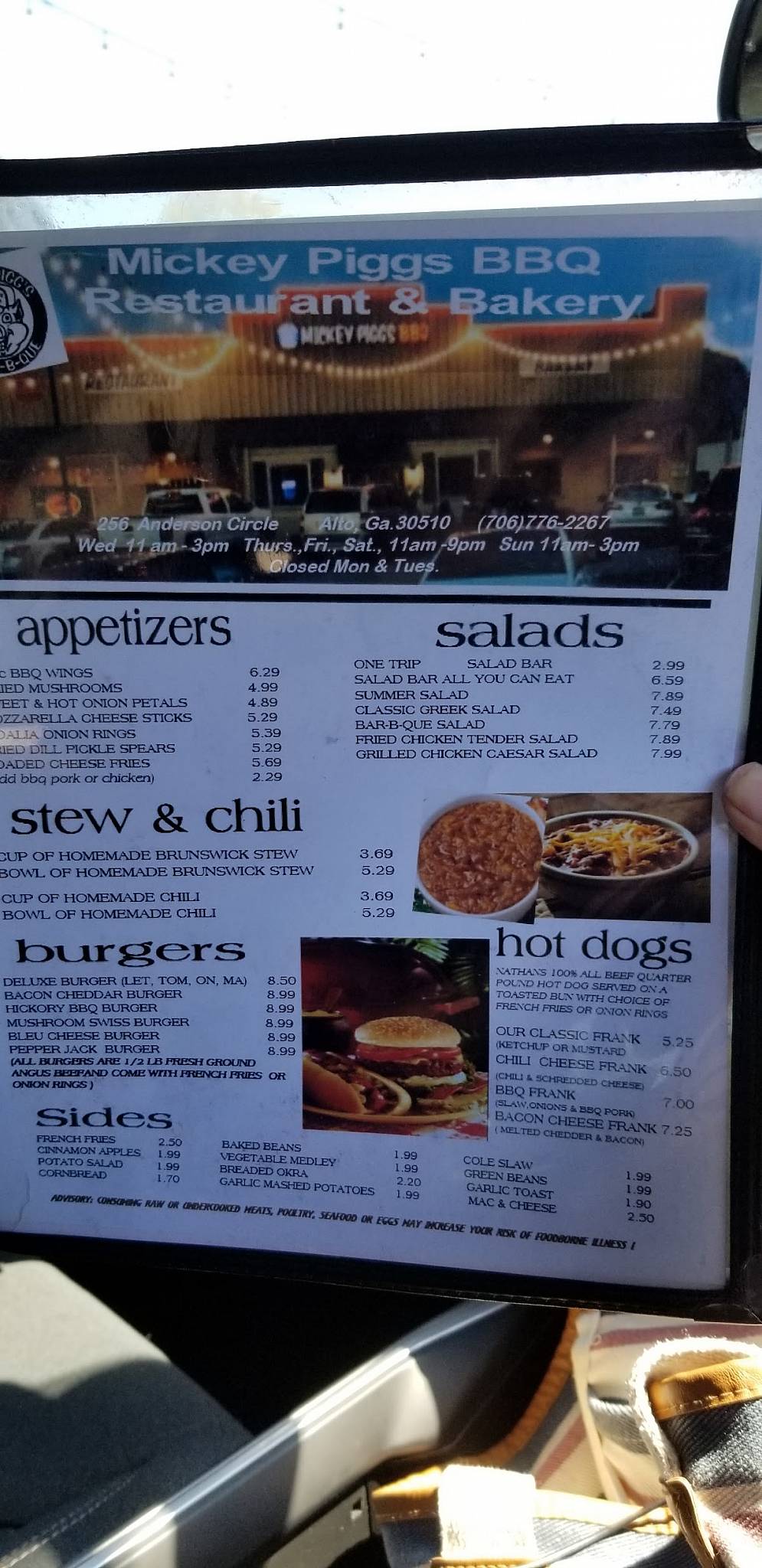 Menu at Mickey Pigg's BBQ, Alto, 256 Anderson Cir