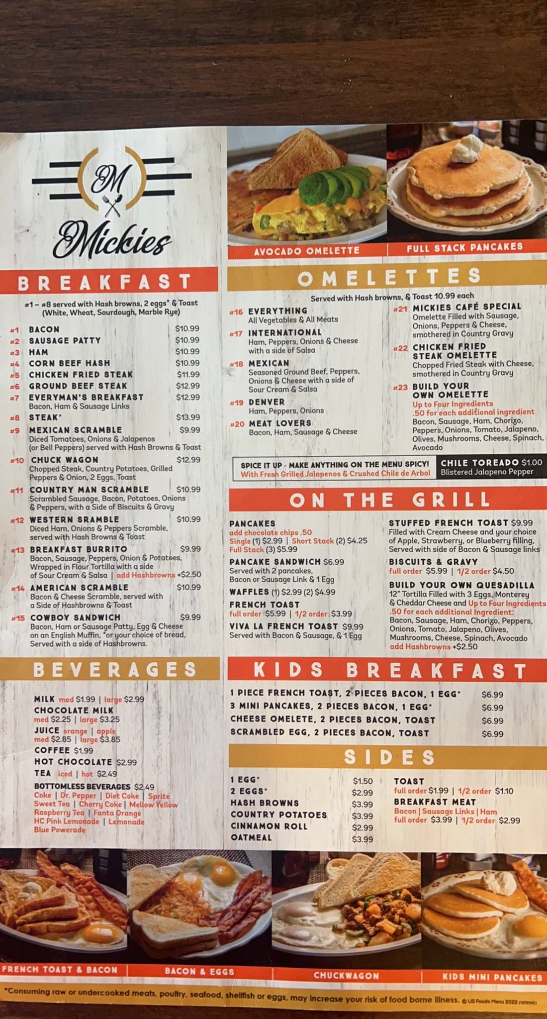 Menu at Mickie's Restaurant, Cozad, 420 S Meridian Ave
