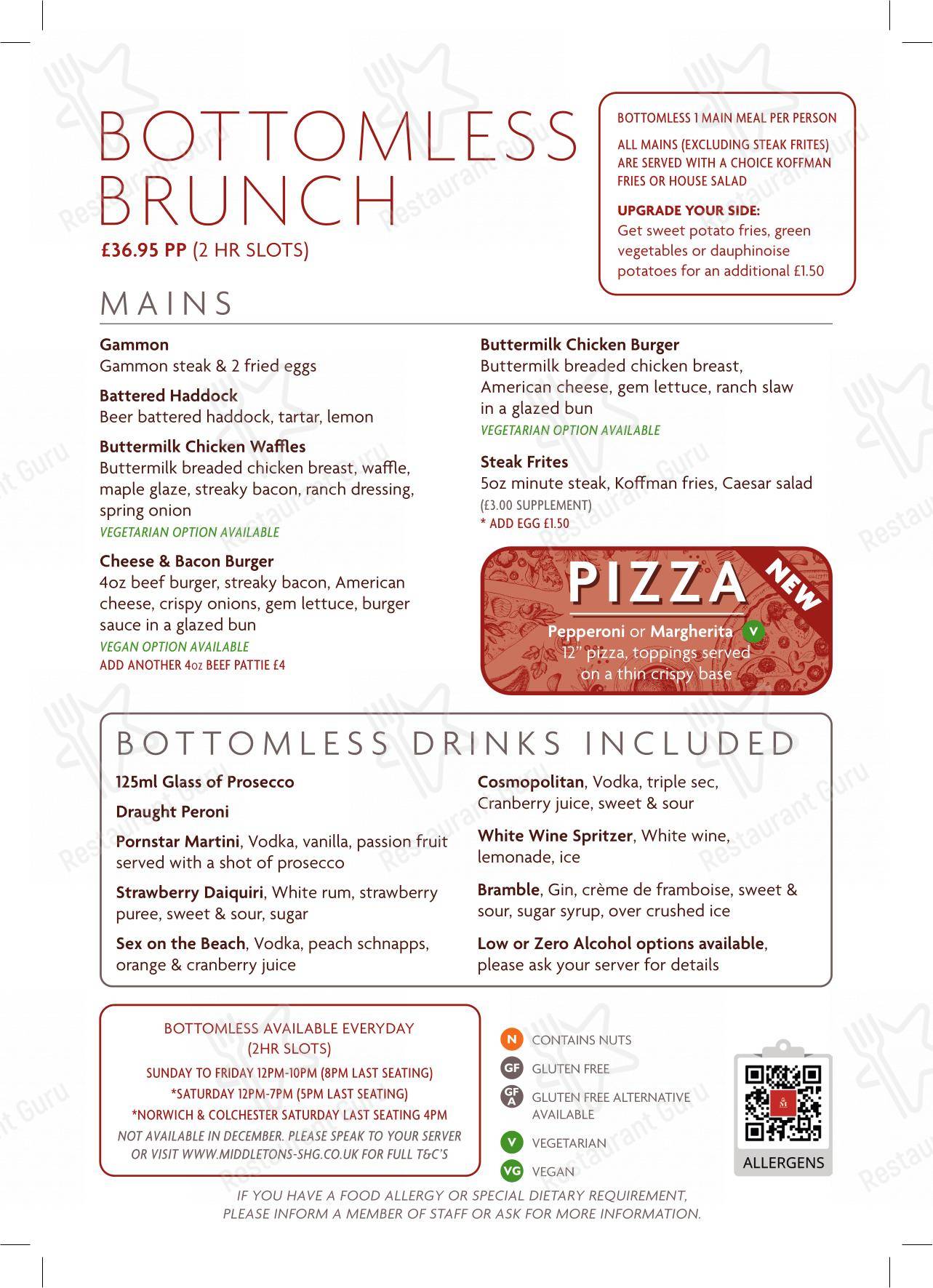 Menu at Middletons Norwich pub & bar, Norwich, 11-15 Timber Hill