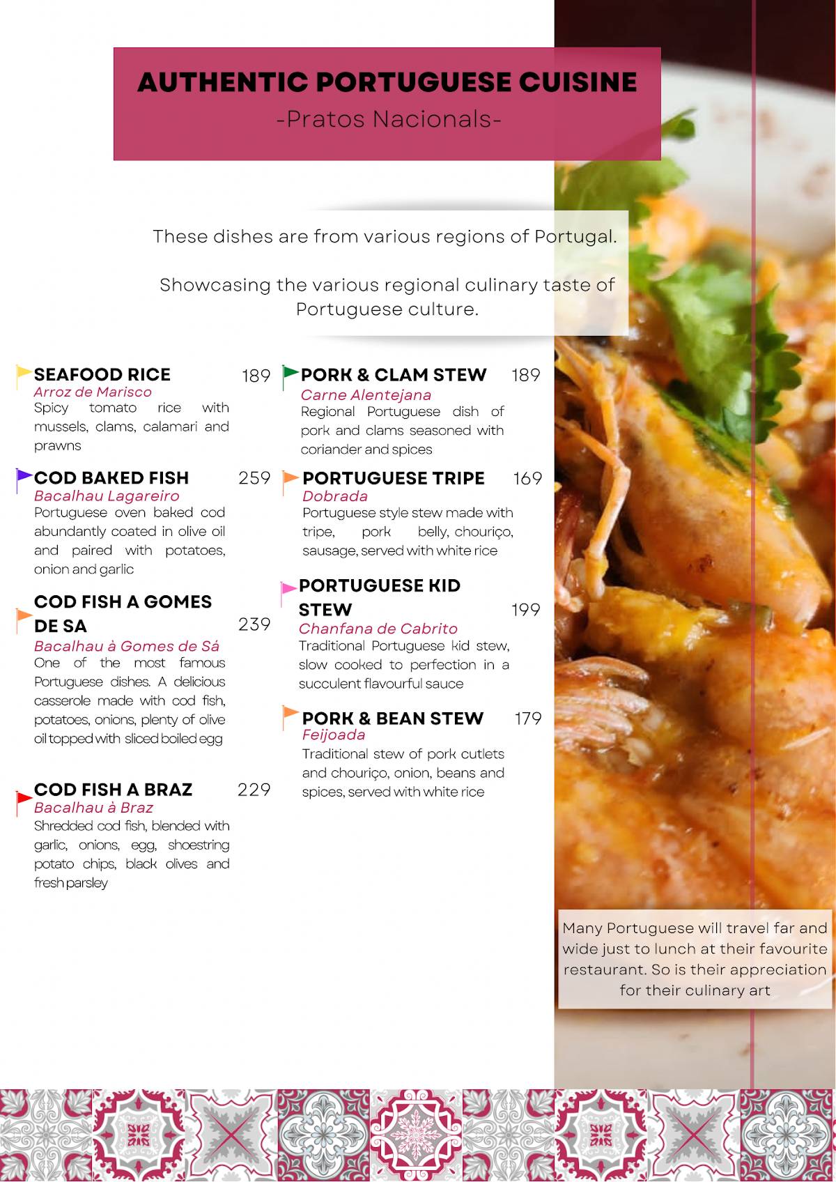Menu at Papa Boa Rivonia restaurant, Johannesburg