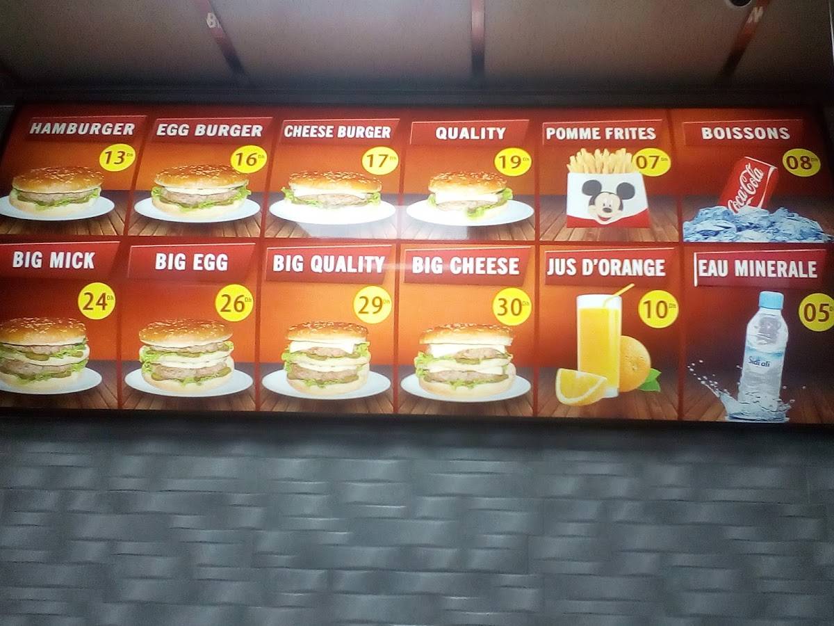 Menu at Mikey's Burger restaurant, Agadir, CC93+85F