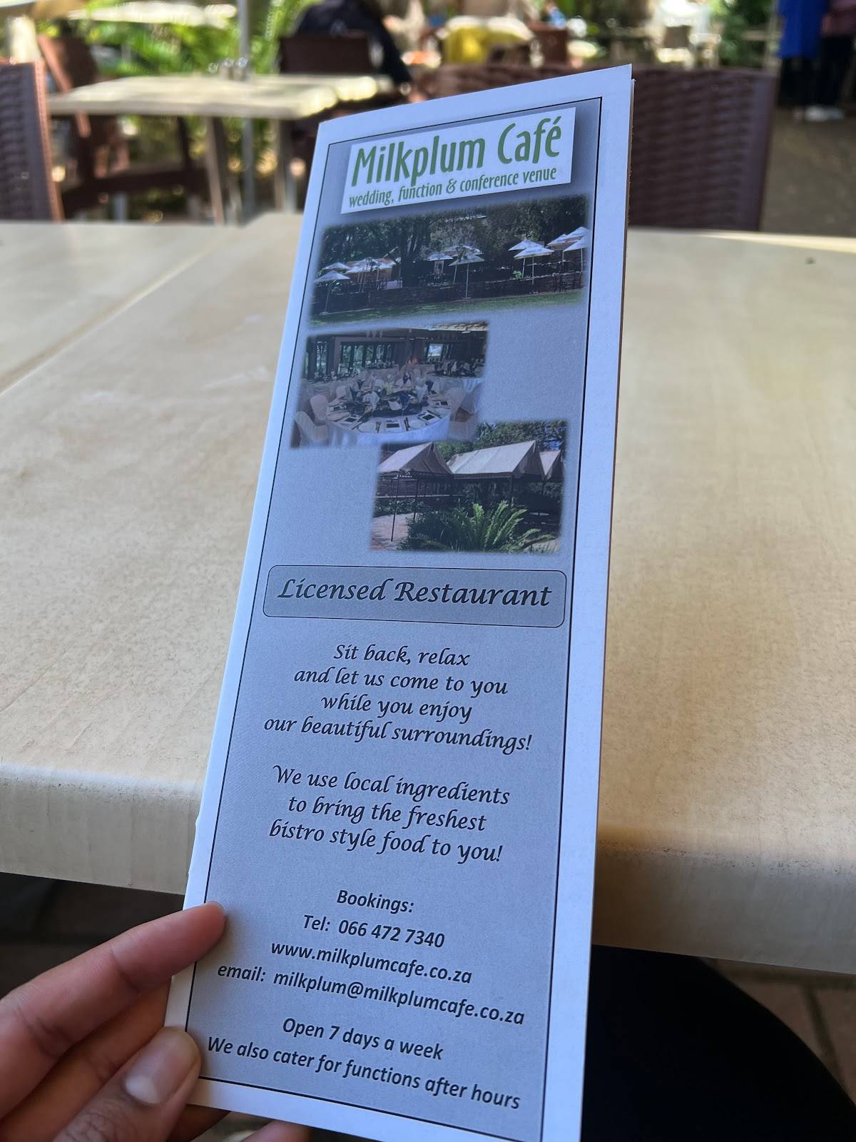 Menu at Milkplum Cafe, Pretoria, 2 Cussonia Ave
