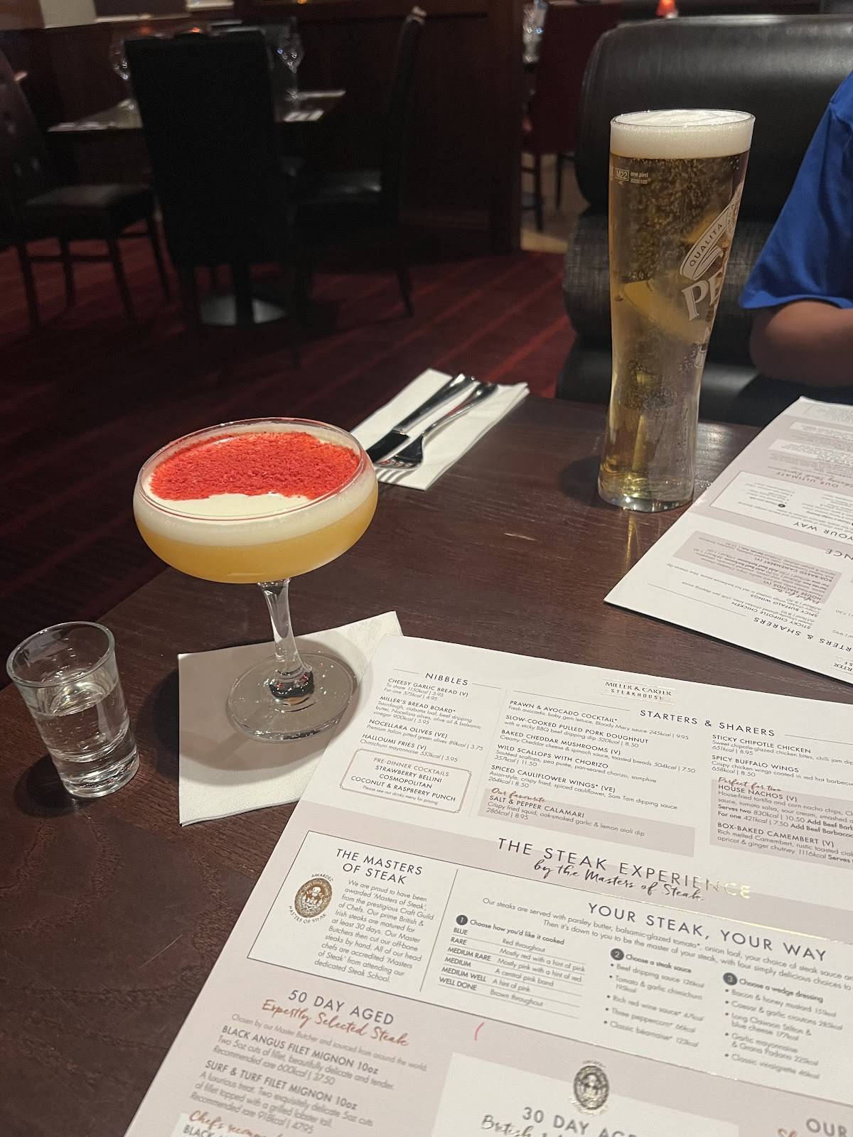 Menu at Miller & Carter Tynemouth steakhouse, North Shields