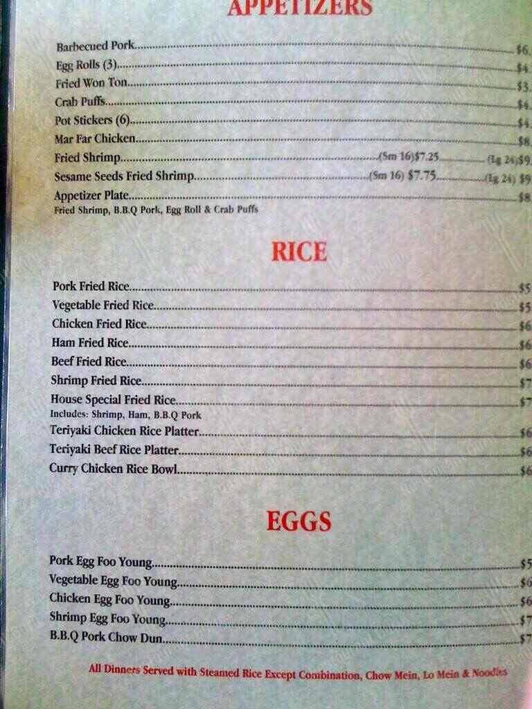 Menu at Hong Kong 97 Restaurant, Milwaukie, SE King Rd