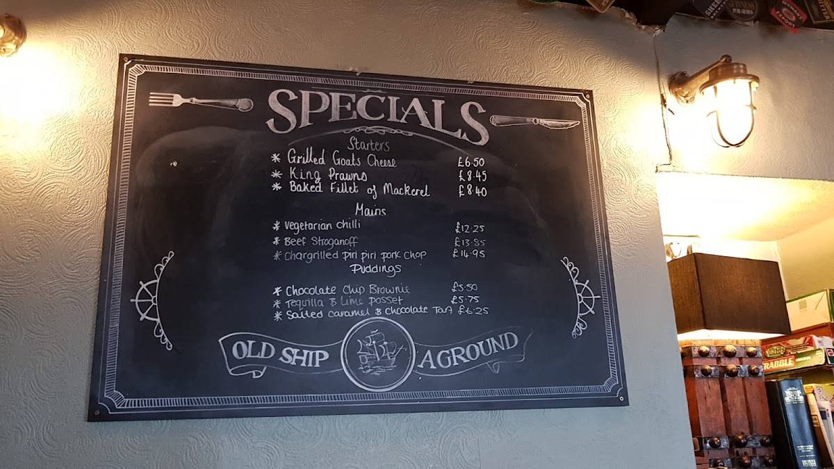 Menu at The Old Ship Aground restaurant, Minehead