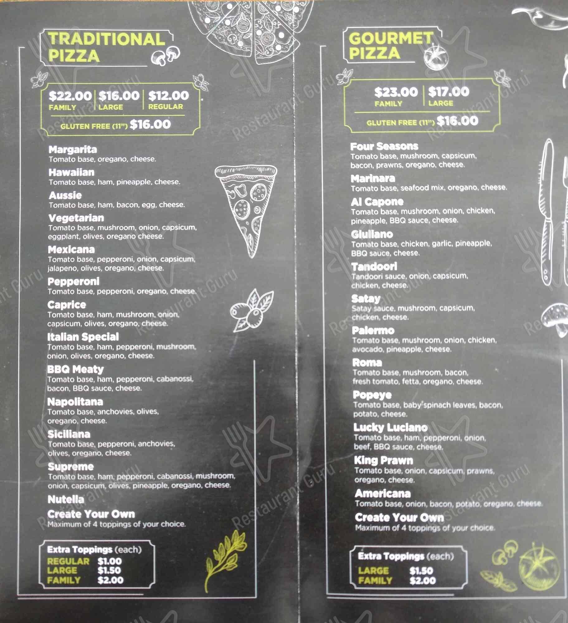 Menu at Minelli's Pizzeria & Cafe, Prestons