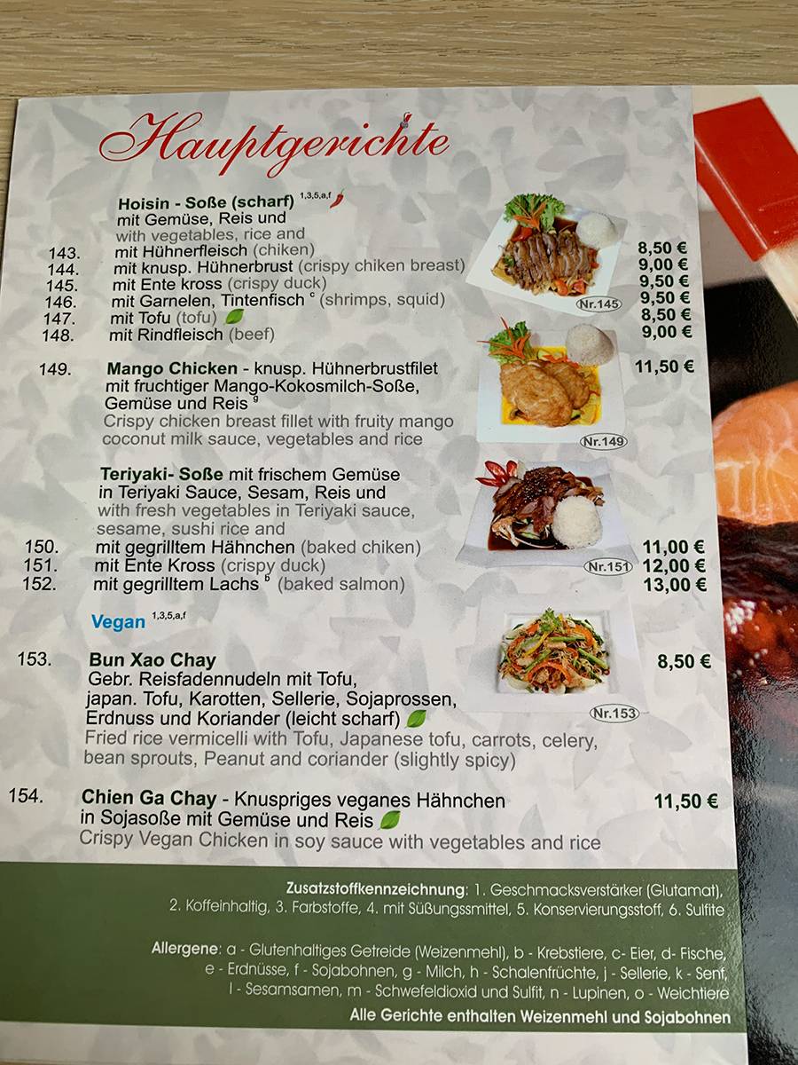Speisekarte von Miss Vietnam restaurant, Bayreuth