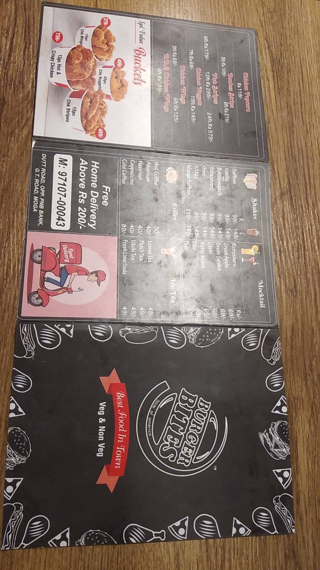 Menu at Burger Bites, Moga