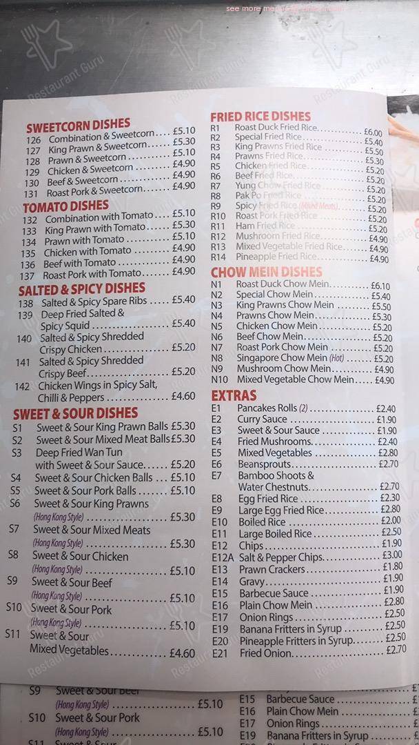 Menu at Molescroft Chinese fast food, Beverley, 49 Woodhall Way