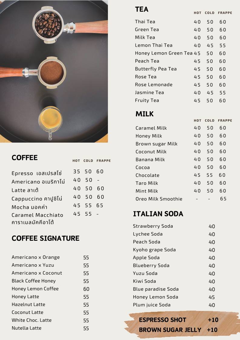 Carta de Moment cafe - โมเมนต์ คาเฟ่, Khao Chaison