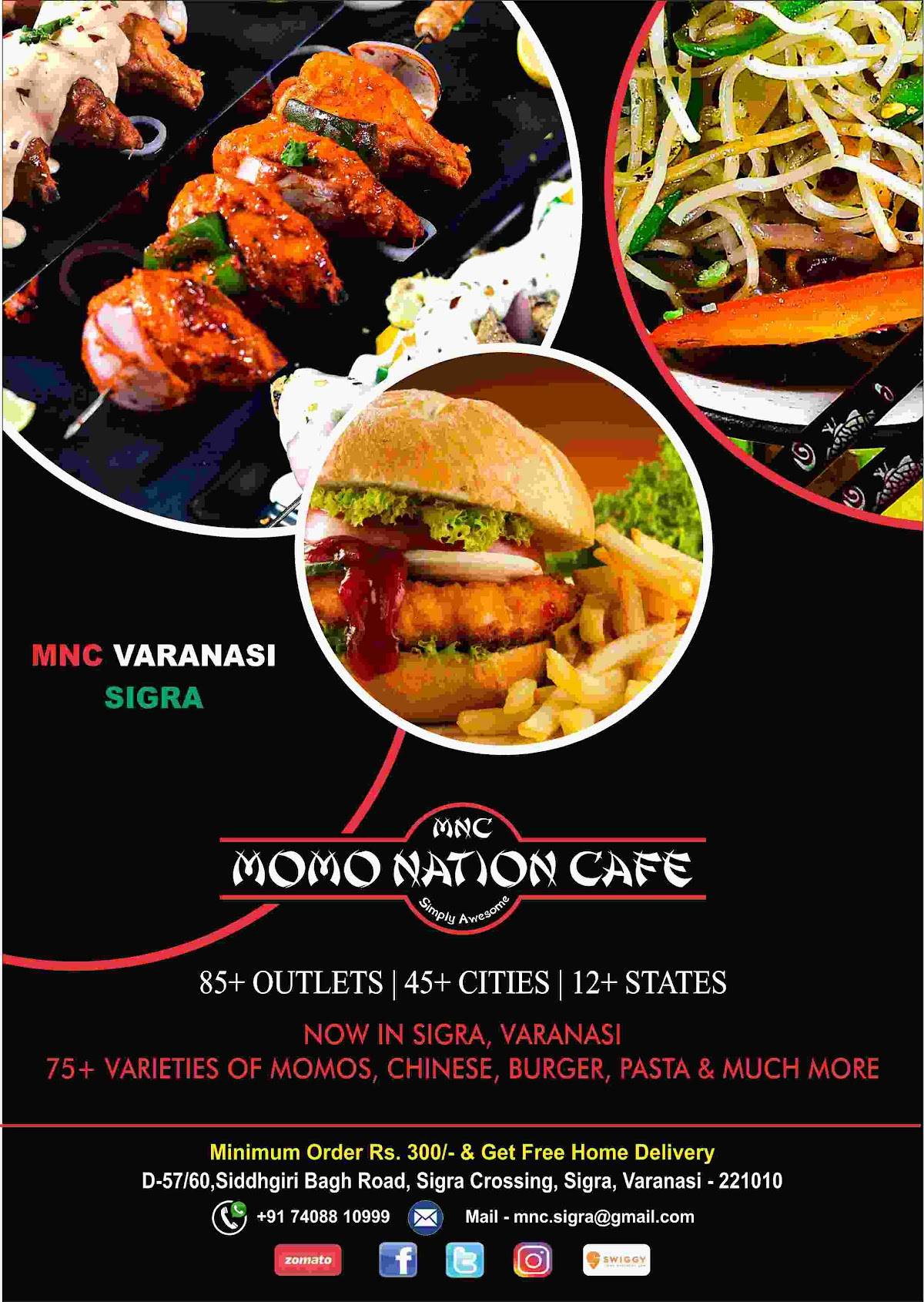 Menu at Momo Nation Cafe, Varanasi