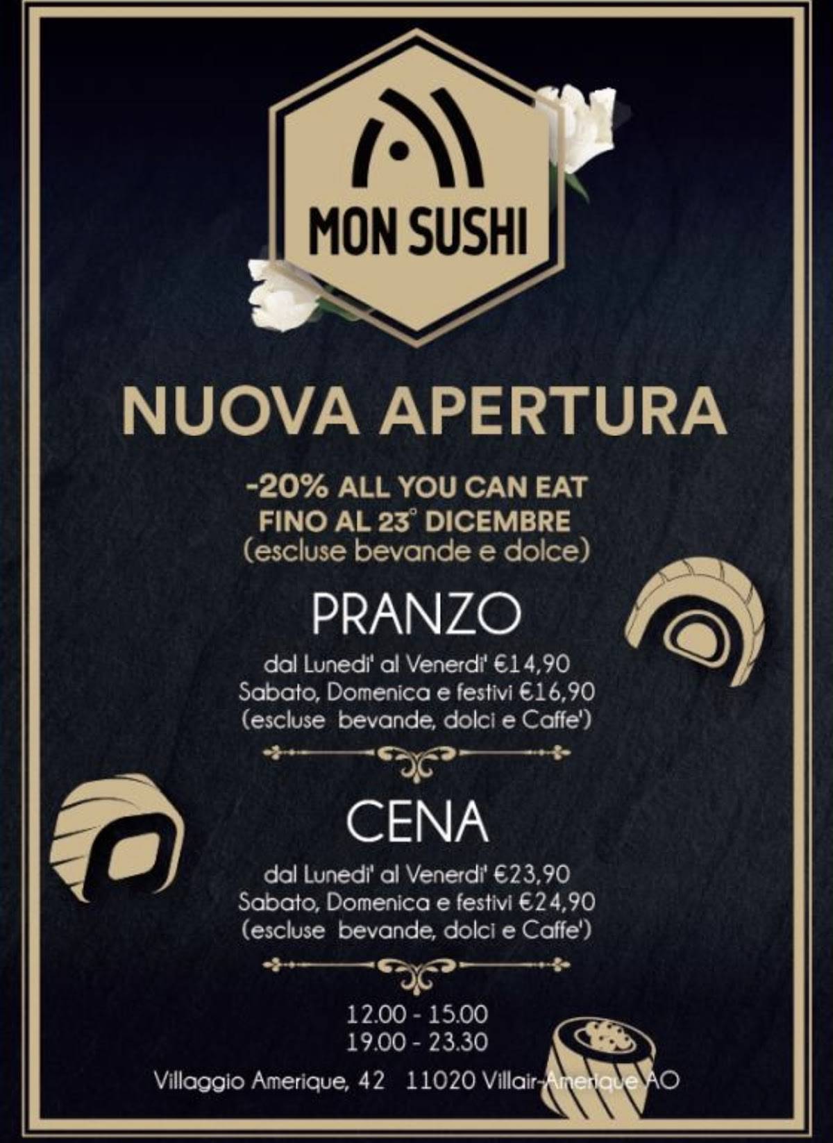 Menu da Mon Sushi ristorante, Villair-Amerique