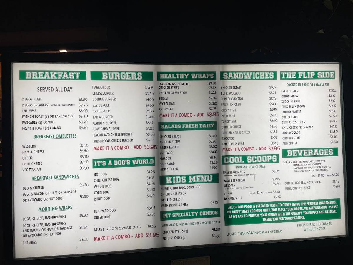 Menu at Money Pit fast food, San Marcos