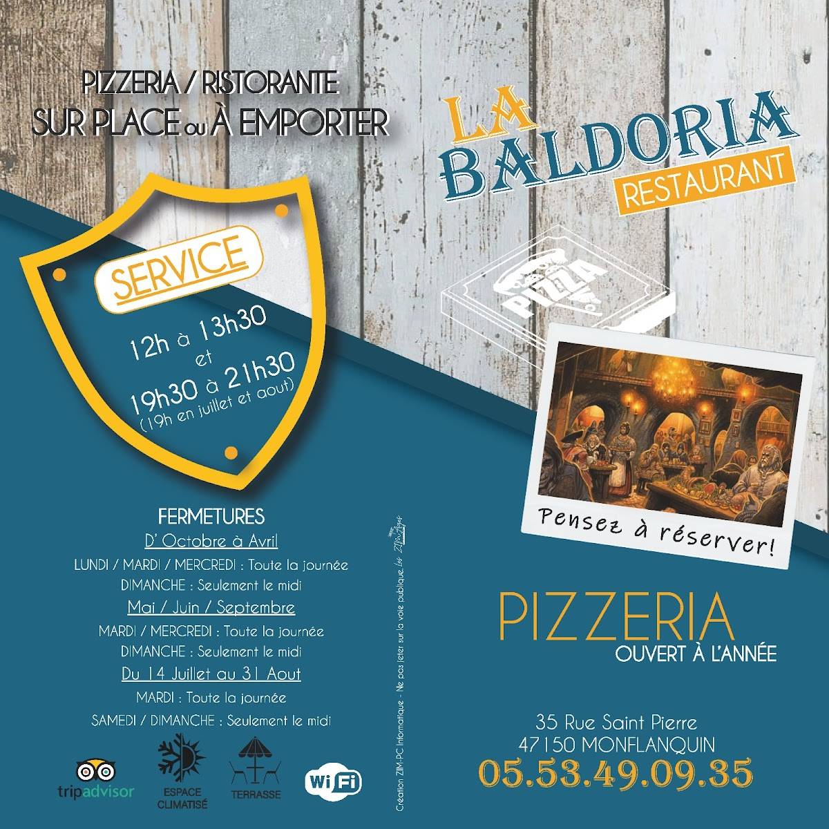 Menu at La Baldoria restaurant, Monflanquin, 35 Rue Saint-Pierre