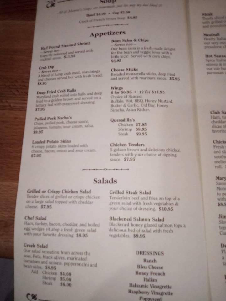 Menu at Monroe's steakhouse, Kingwood