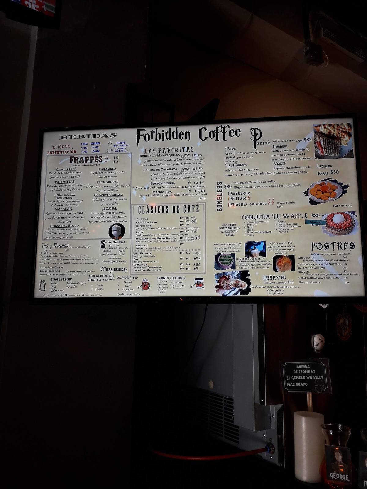 Carta de cafetería Forbidden Coffee, Monterrey