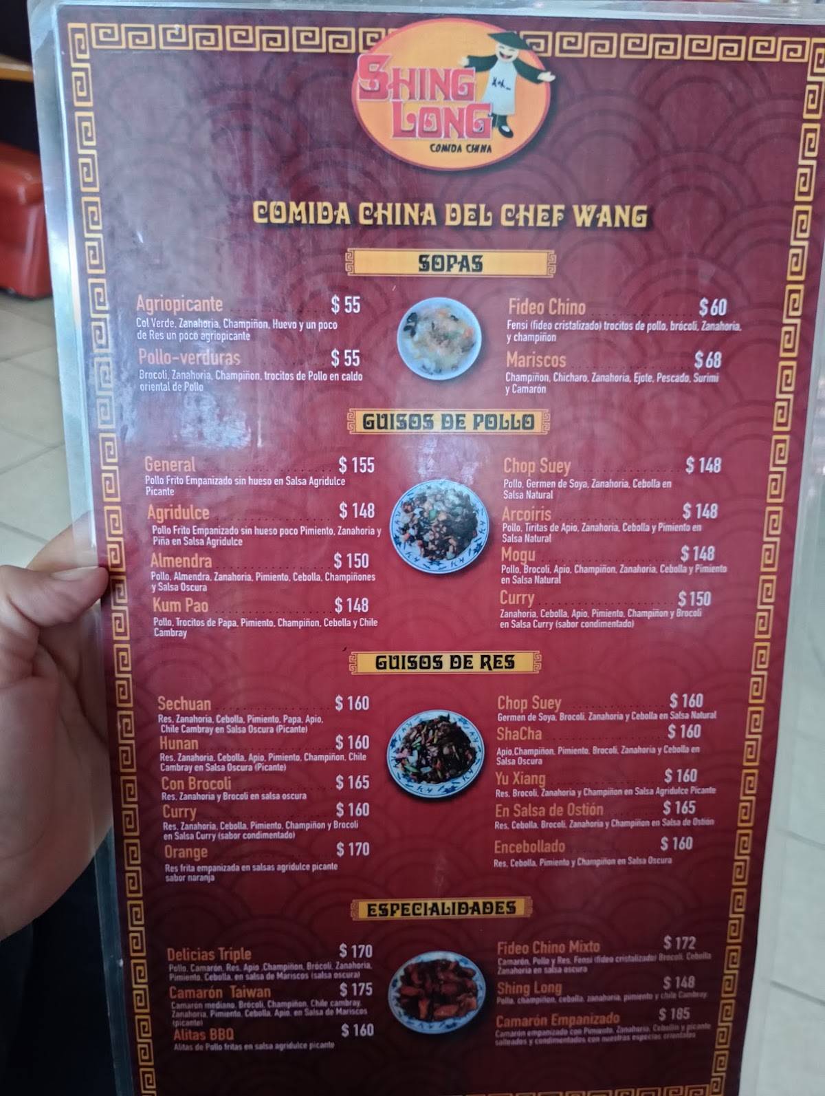 Carta del restaurante SHING LONG, Monterrey, Paseo del los Leones 1660
