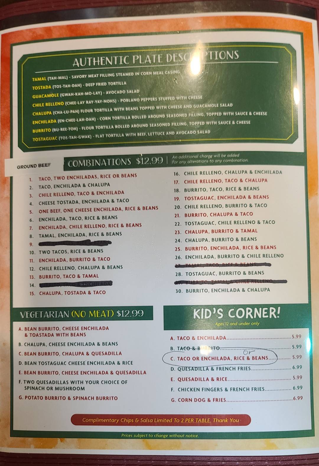 Menu at Monterrey's Mexican Restaurant, Newark