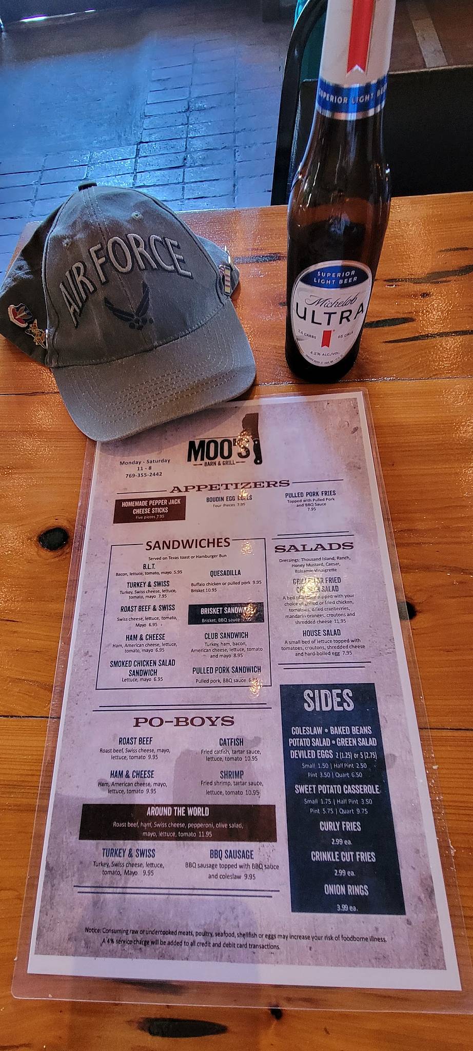 Menu at Moo's Barn and Grill, Natchez
