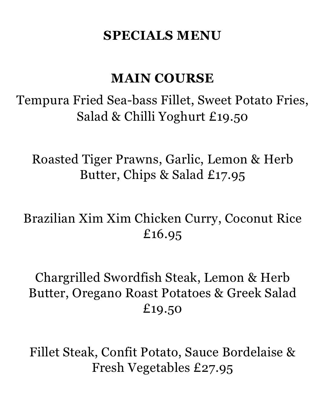 Menu at Morfarch Cafe Bar & Restaurant, Caernarfon