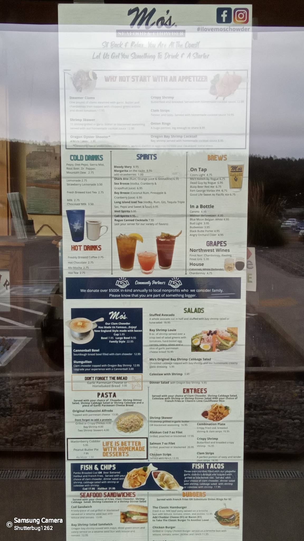 Menu at Mo's Seafood & Chowder - Cannon Beach restaurant, Cannon Beach