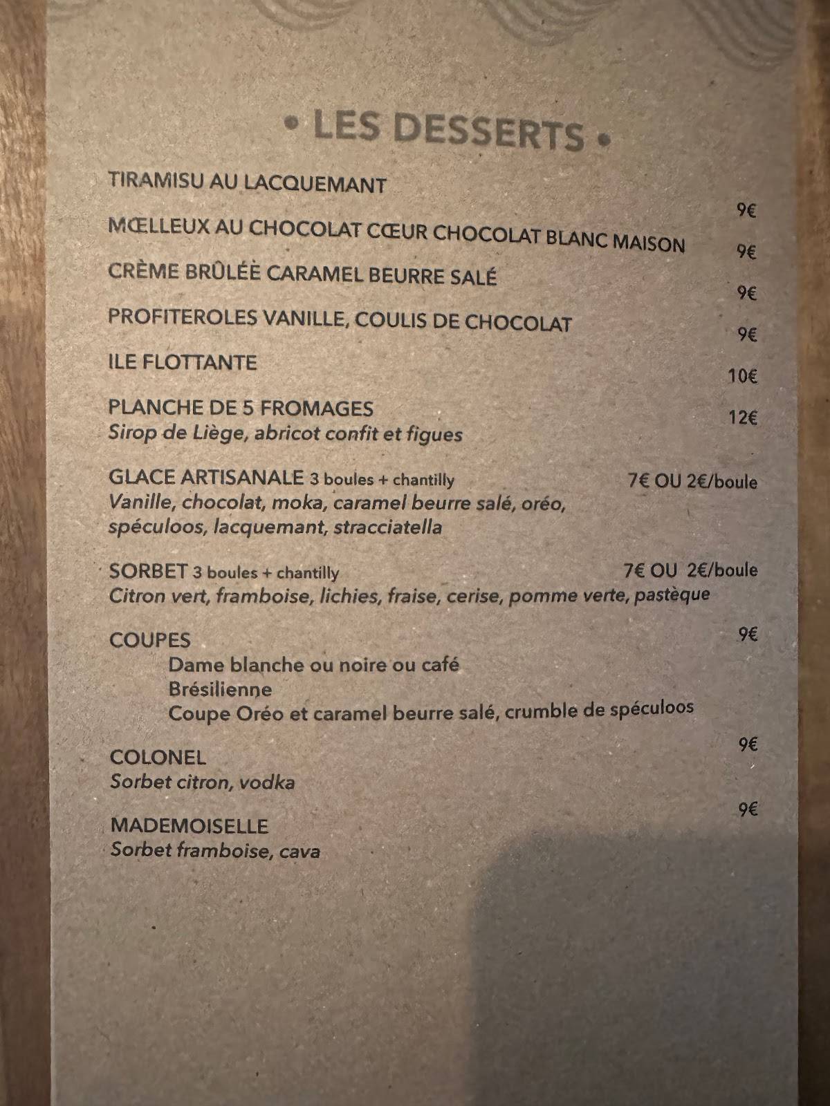 Menu au Mosa Bar Restaurant, Oupeye