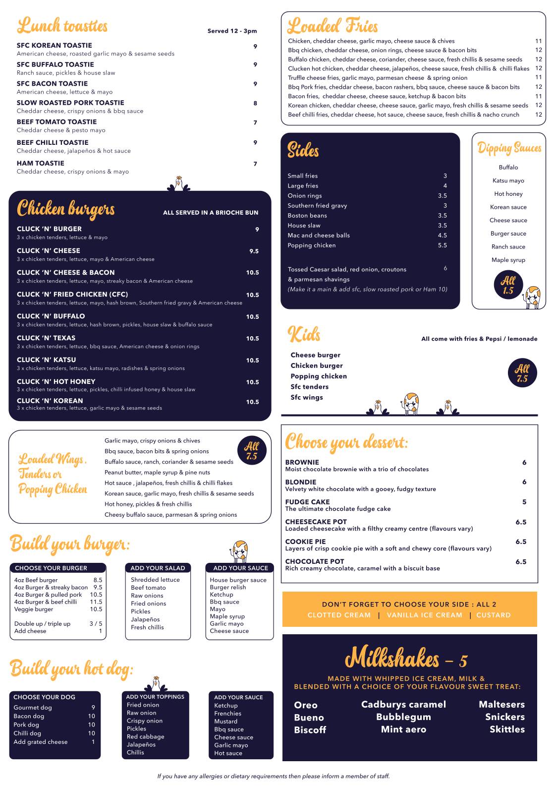Menu at Moustache Jacks x Cluck n Chuck cafe, Saint Austell