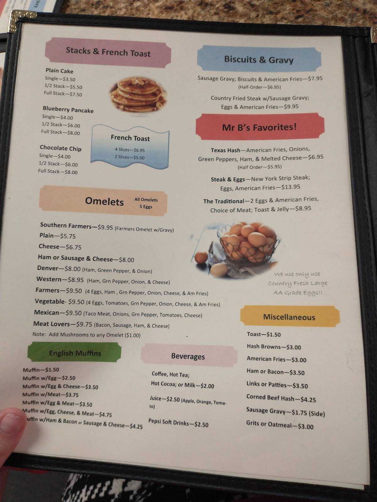Menu at Mr B's Dairy Bar, LLC, Three Rivers