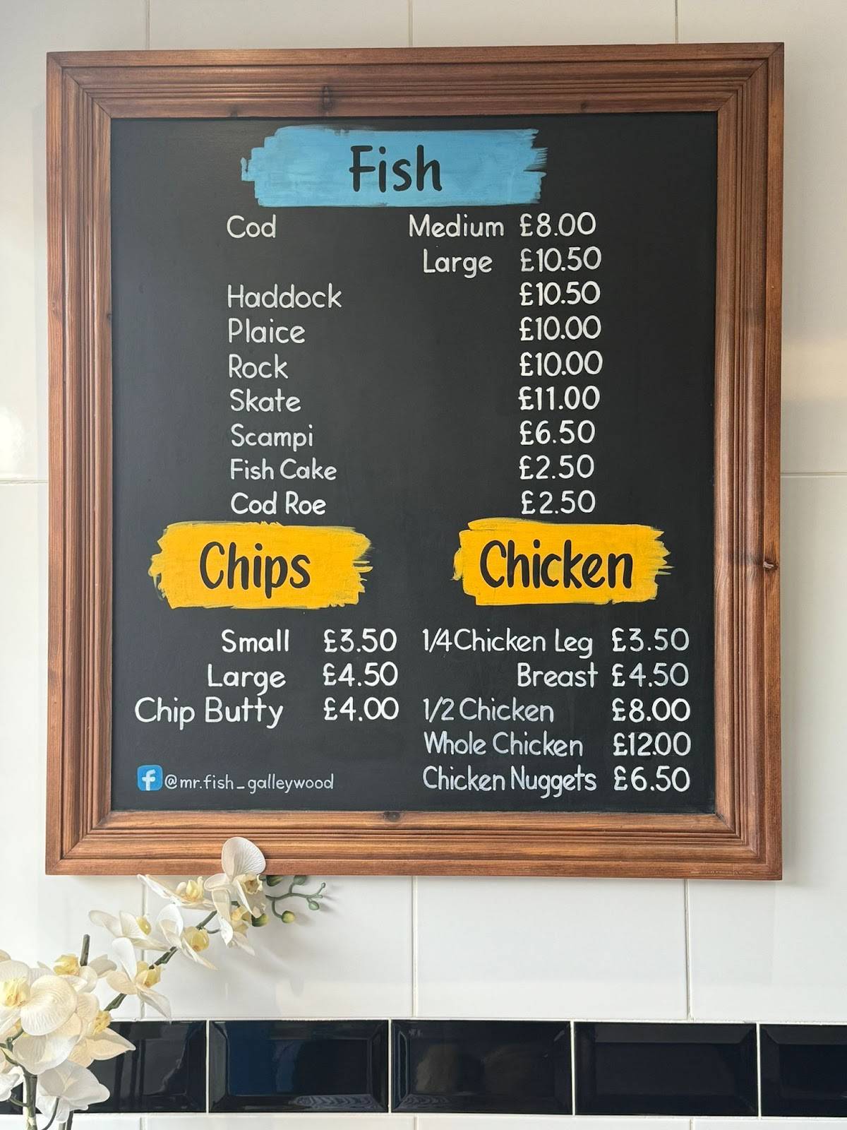 Menu at Mr Fish Galleywood restaurant, Chelmsford, 51 Watchouse Rd