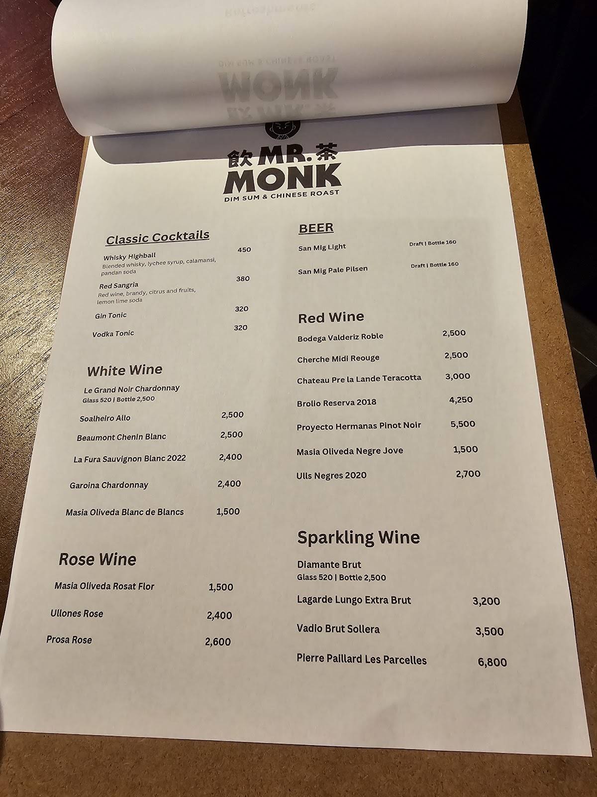 Carta del restaurante Mr. Monk Dim Sum & Chinese Roast (Eastwood ...