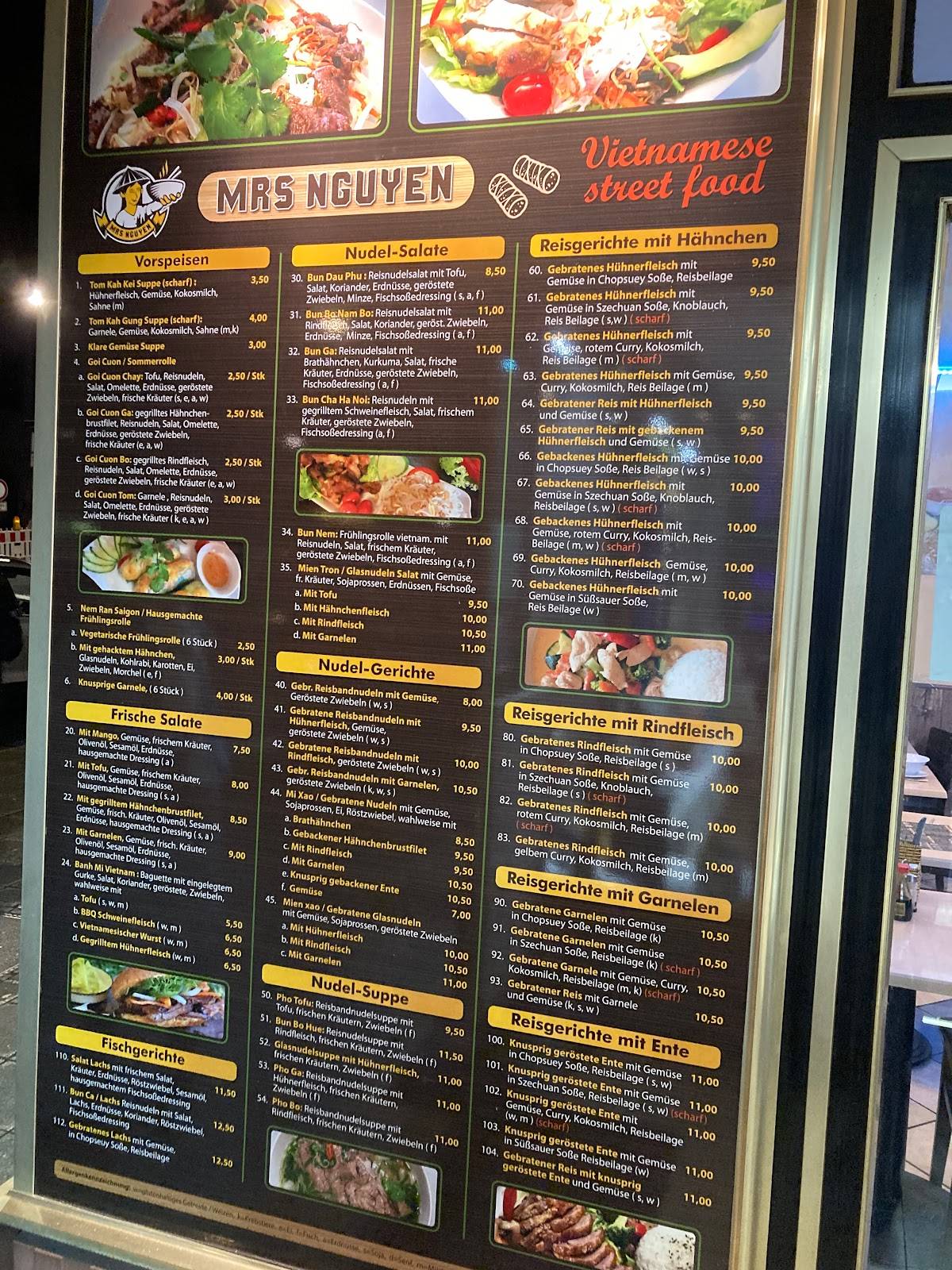 Speisekarte von Mrs Nguyen restaurant, Nürnberg