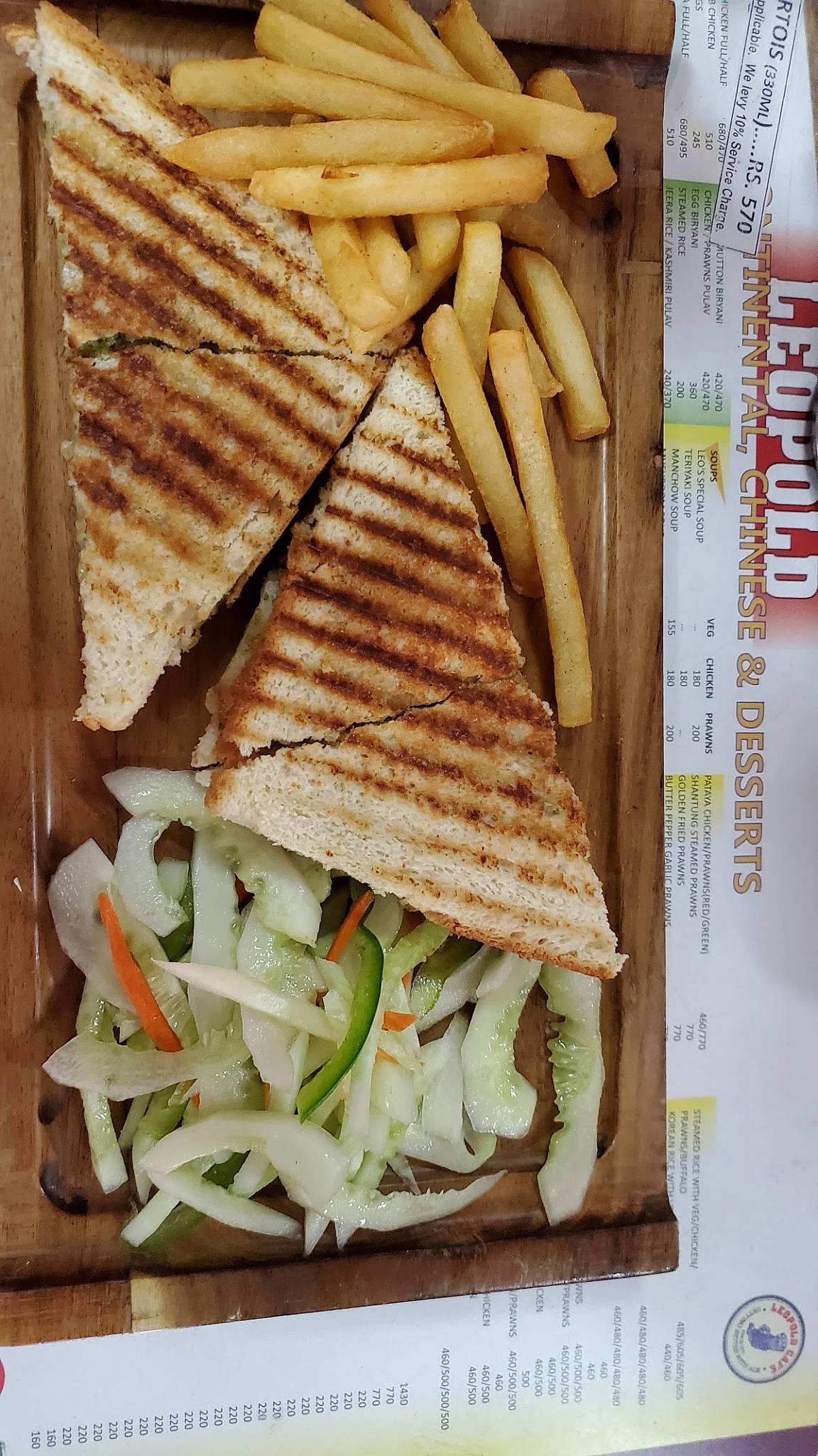 Menu at Leopold Cafe, Mumbai, Police Station