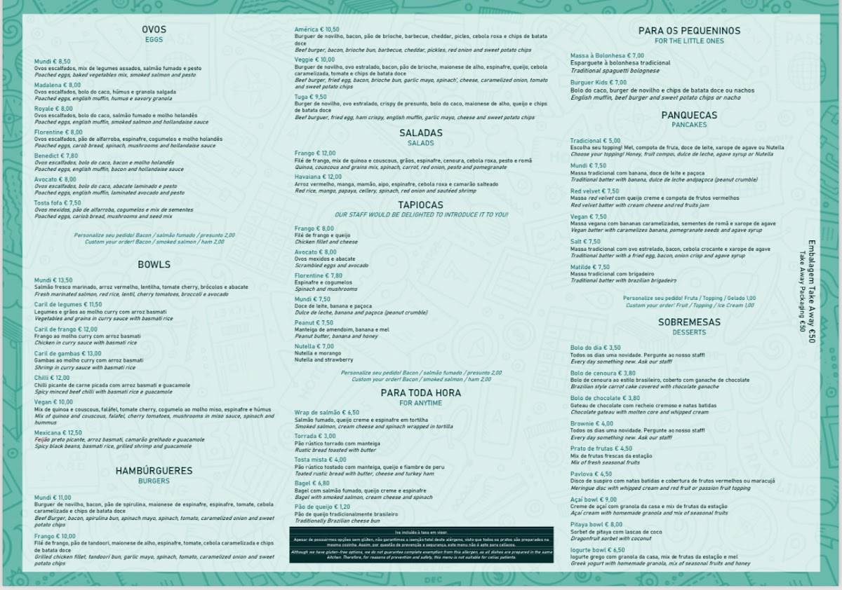 Menu em Mundi food café, Almada