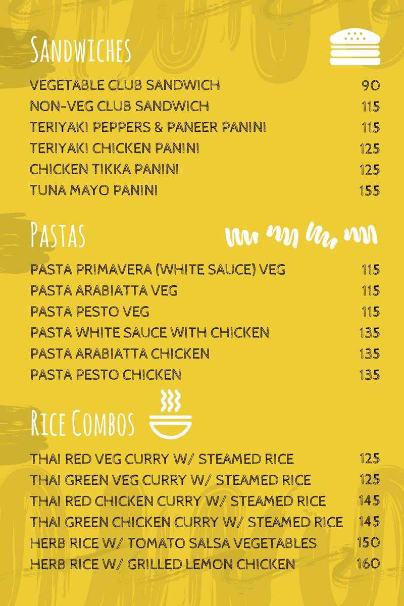 Menu at Mustard Café / IIMB, Bengaluru, IIM Bangalore