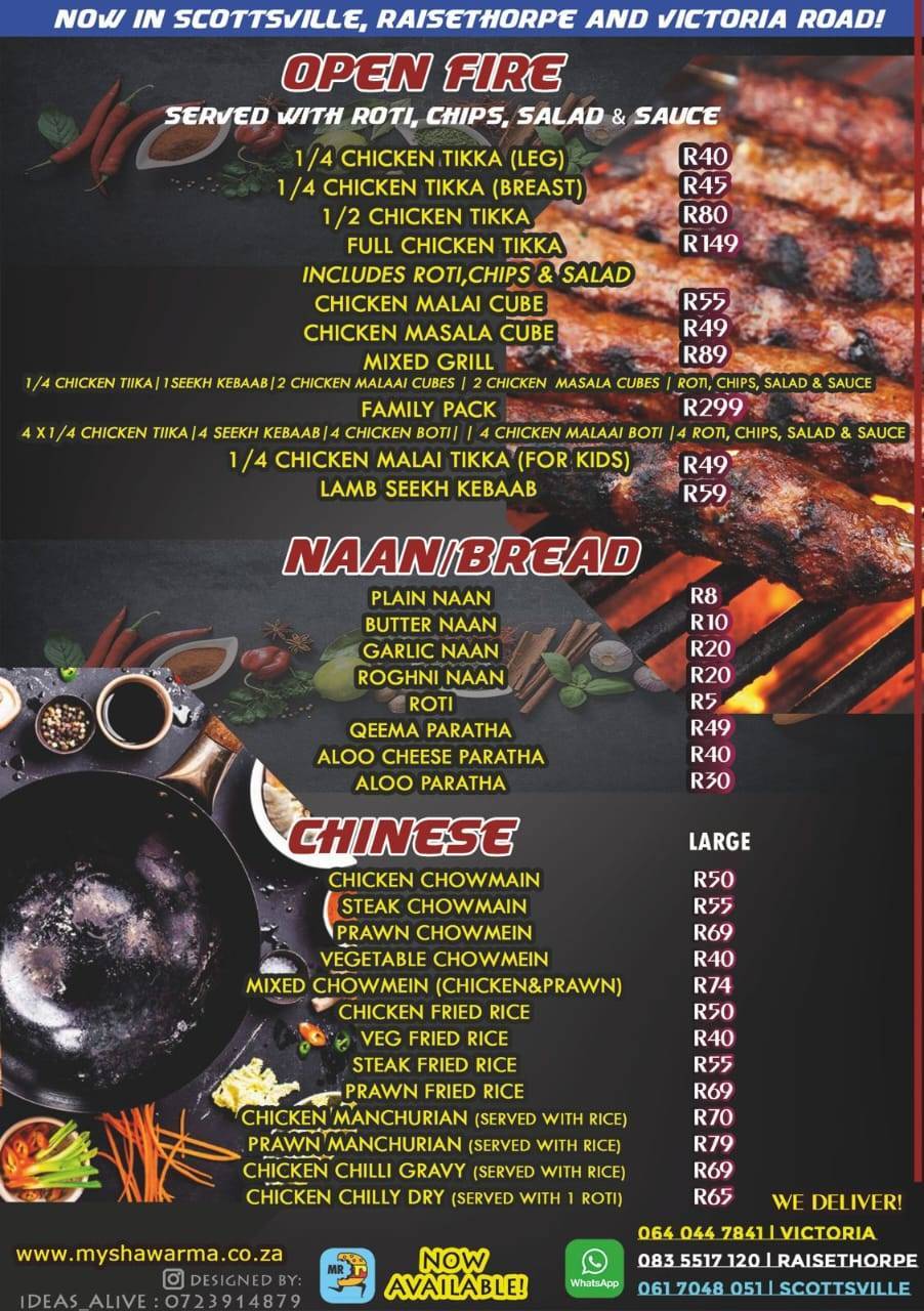 Menu at My Shawarma - Victoria Road restaurant, Pietermaritzburg