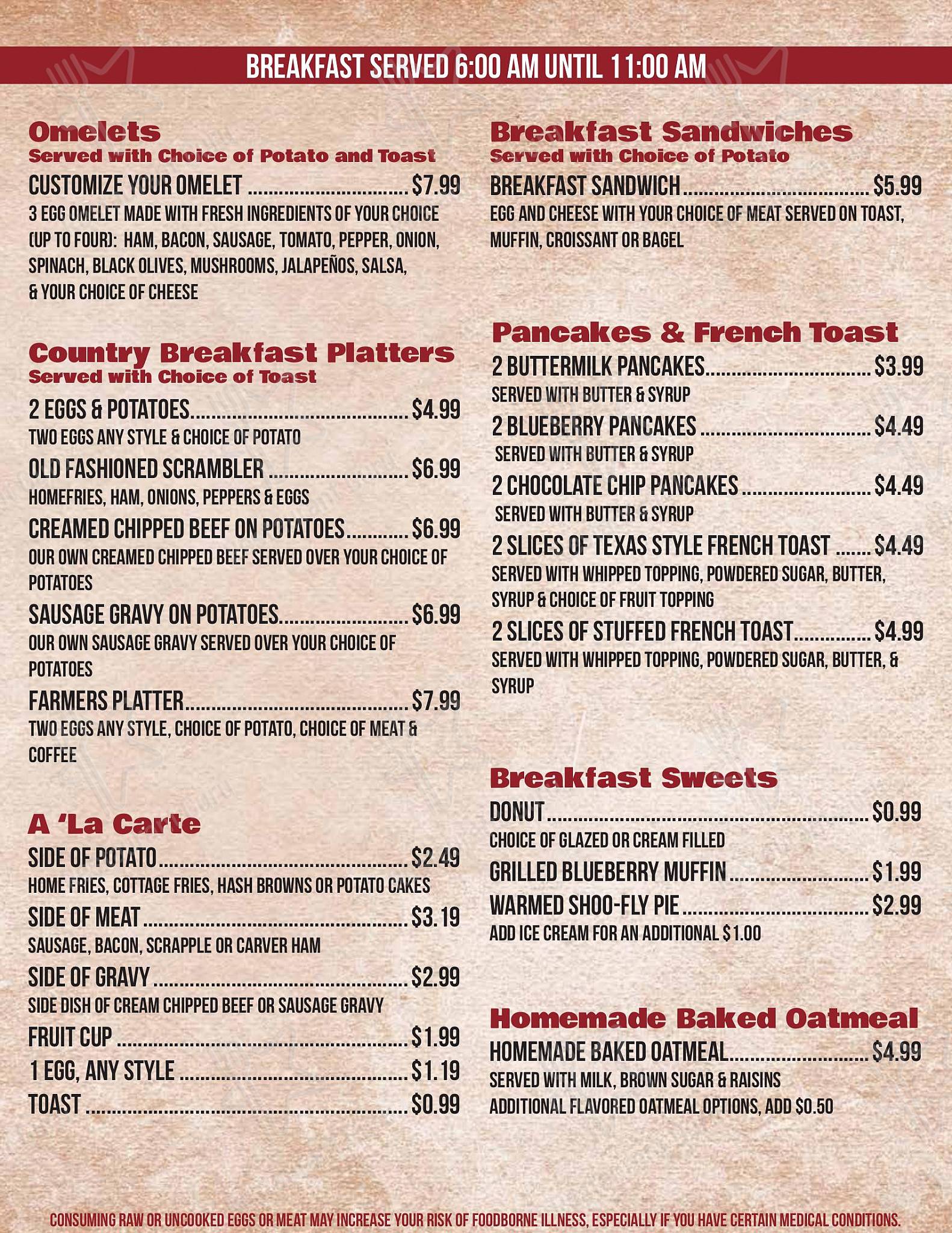 Menu at Dutch-Way Family Restaurant, Myerstown