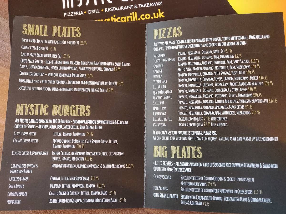 Menu at Mystic Grill pub & bar, Uxbridge
