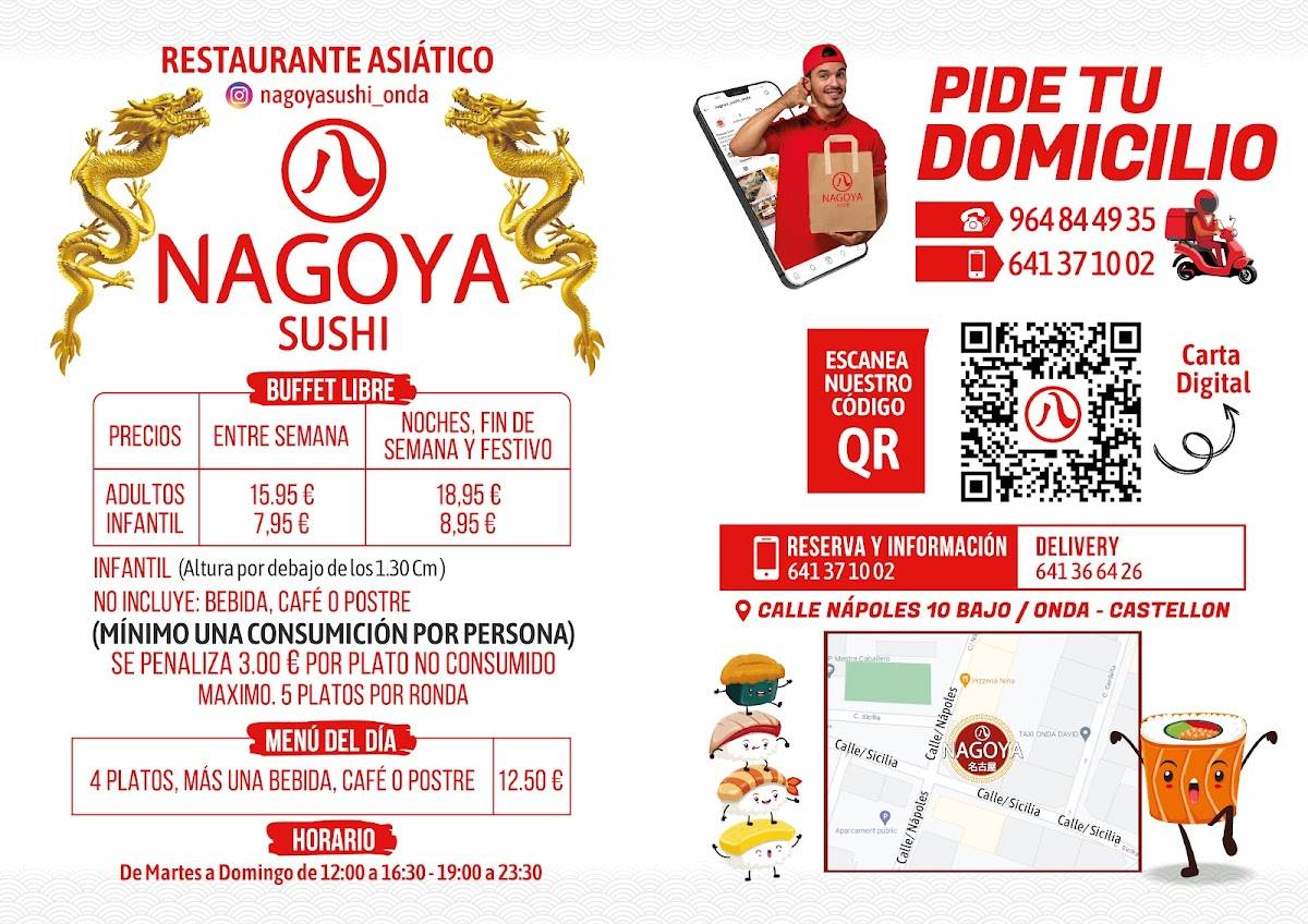 Menu at NAGOYA SUSHI restaurant, Onda