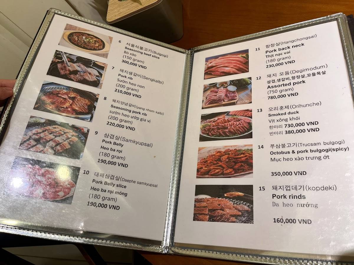 Menu at 광수갈비 NHA HANG KIM QUANG THUY restaurant, Vietnam
