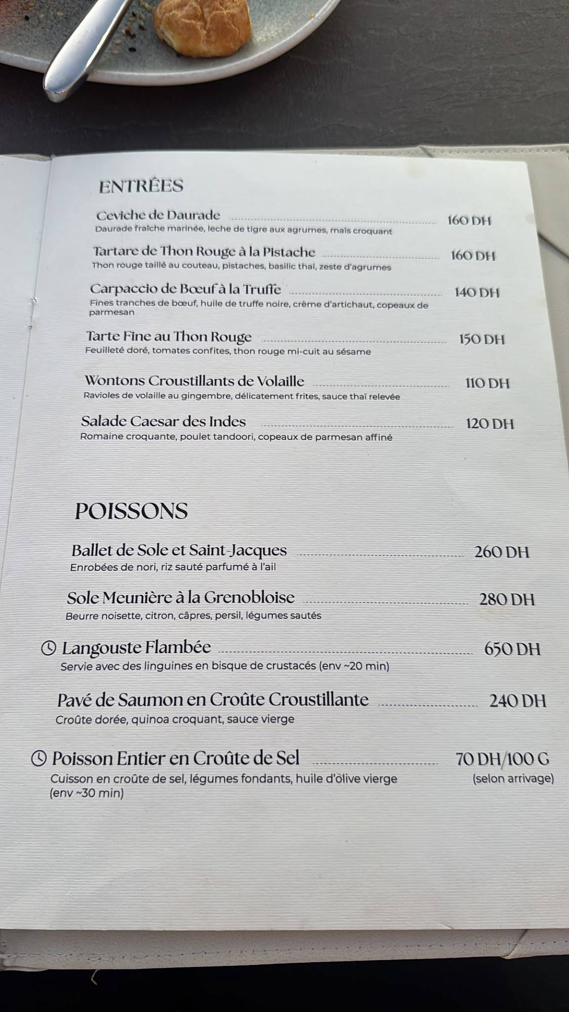 Menu at NOAH Restaurant, Casablanca