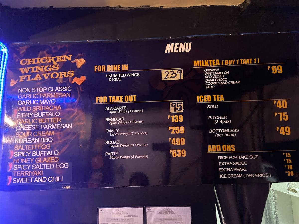 Menu at NON-STOP Unli Wingx (Luzon) restaurant, Quezon City