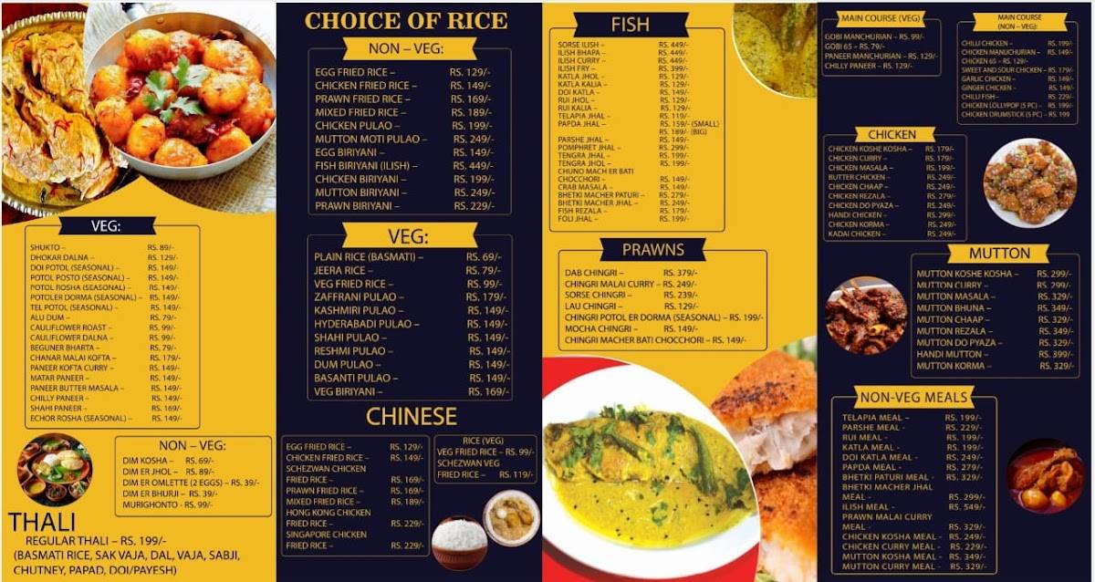 Menu at NOSTALGIC KOLKATA, PERUNGUDI, Chennai