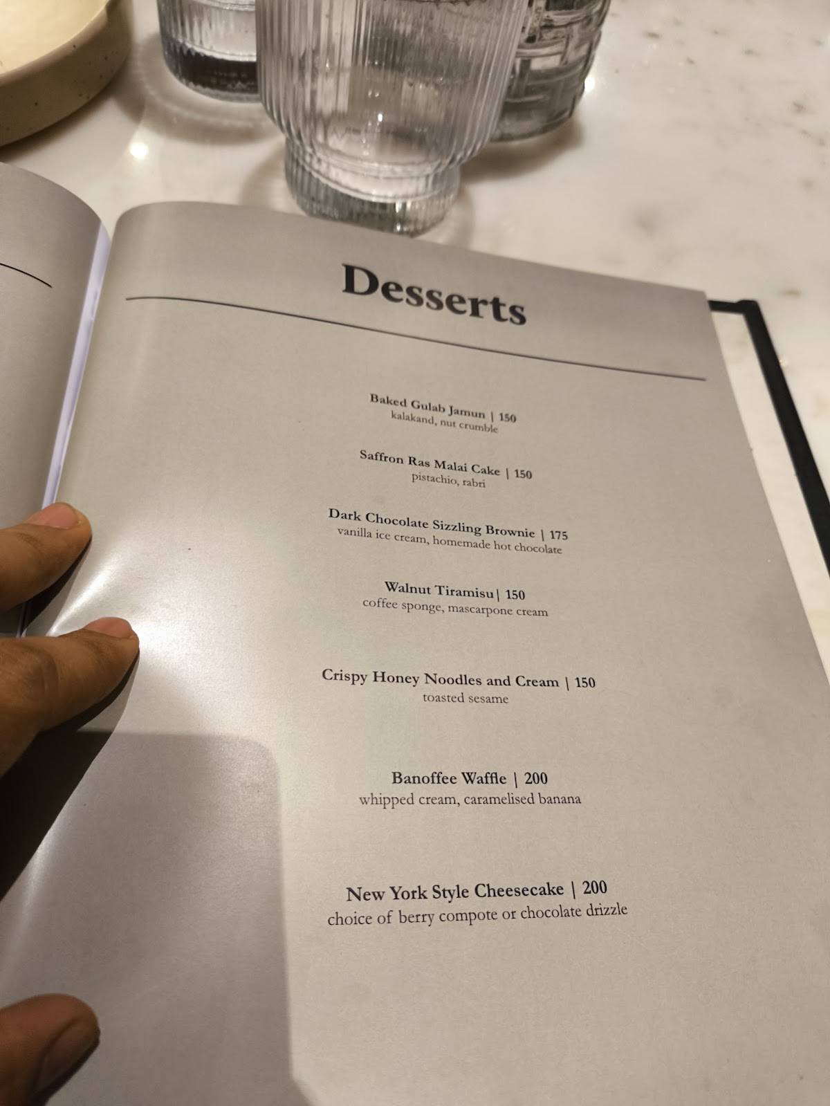 Menu at Naava, Balharshah