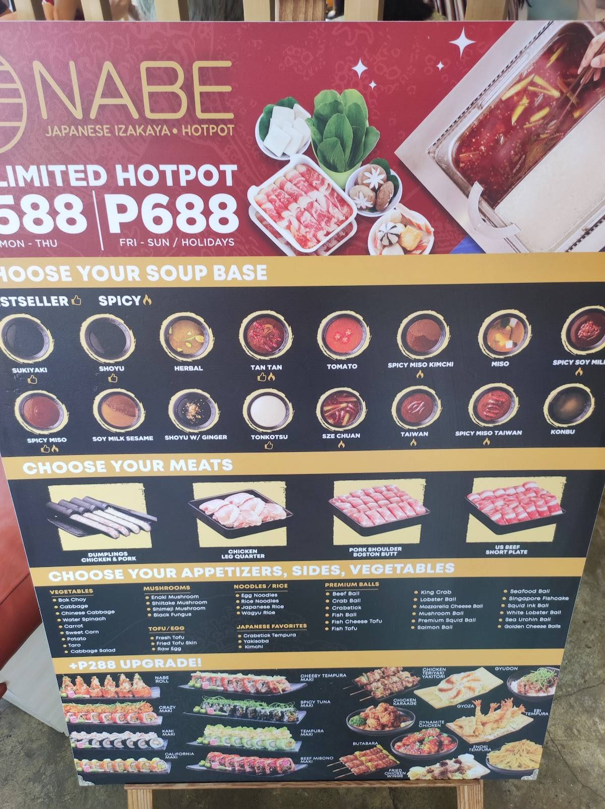Menu at Nabe Unlimited Japanese Hotpot - Banawe restaurant, Quezon City ...