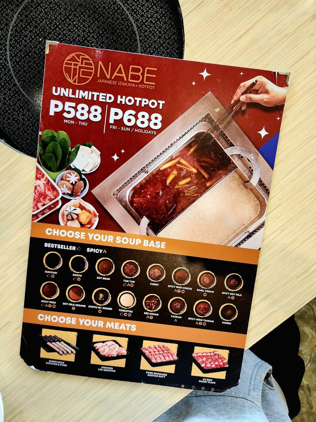 Menu at Nabe Unlimited Japanese Hotpot - Banawe restaurant, Quezon City ...