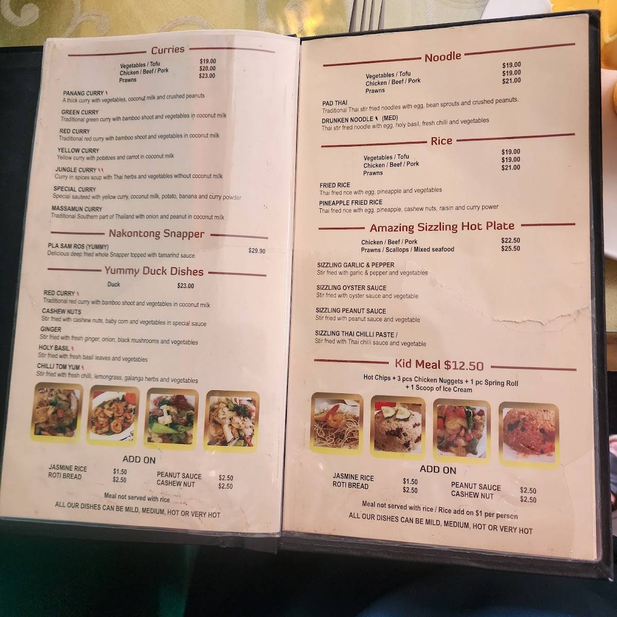 Menu at Nakontong Thai Restaurant, Thames