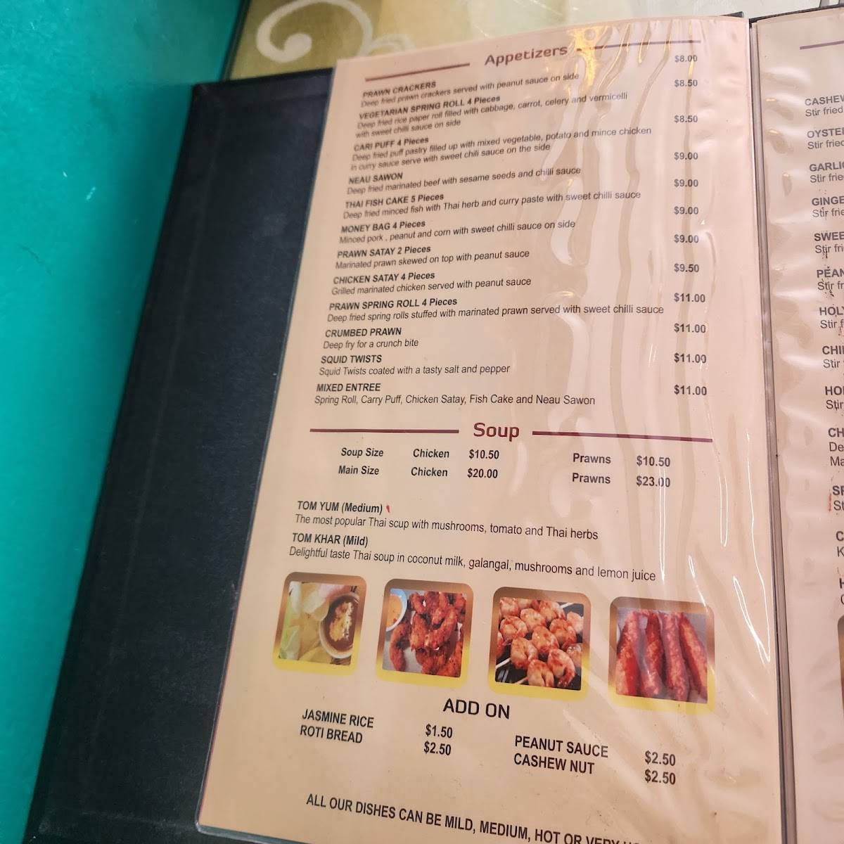 Menu at Nakontong Thai Restaurant, Thames